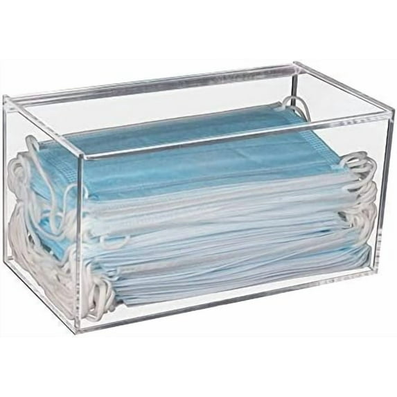 Face Mask Dispenser with Hinged Lid, Countertop Acrylic Mask Storage ...
