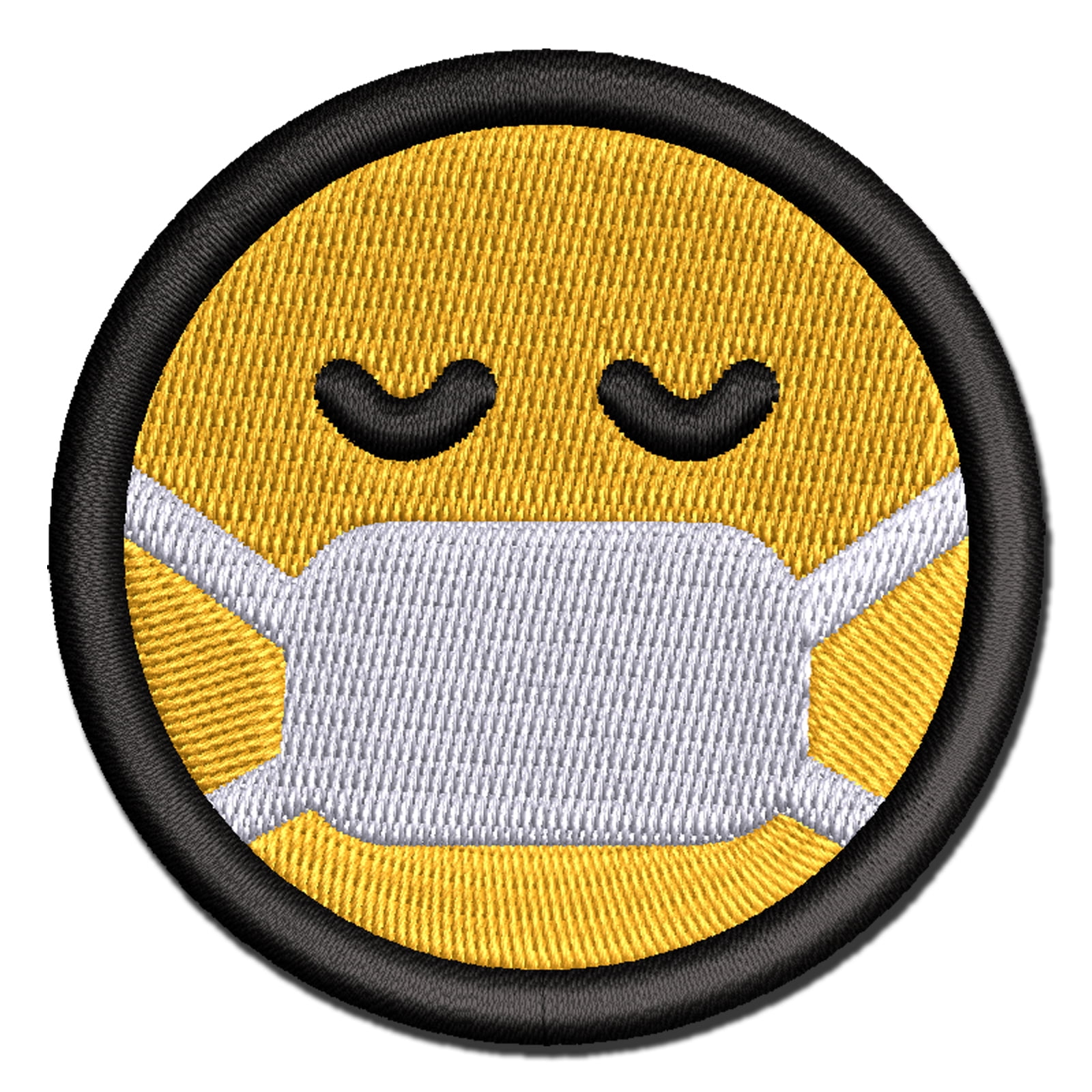 Face Mask Sick Health Emoticon Applique Multi-Color Embroidered Hook ...