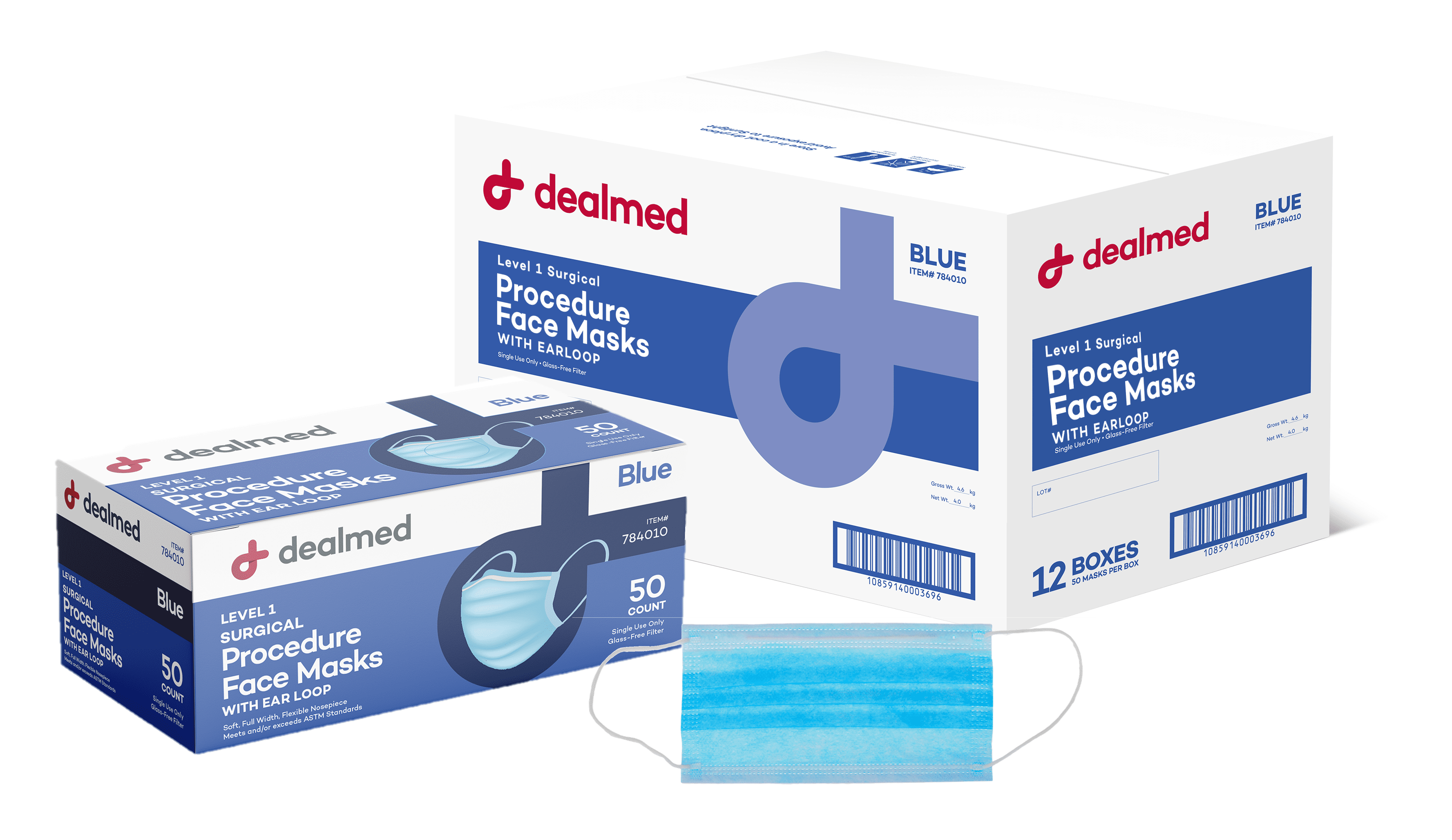 Face Mask with Ear Loop, 3 Ply, 50 Per Pack (Case of 12) - Walmart.com