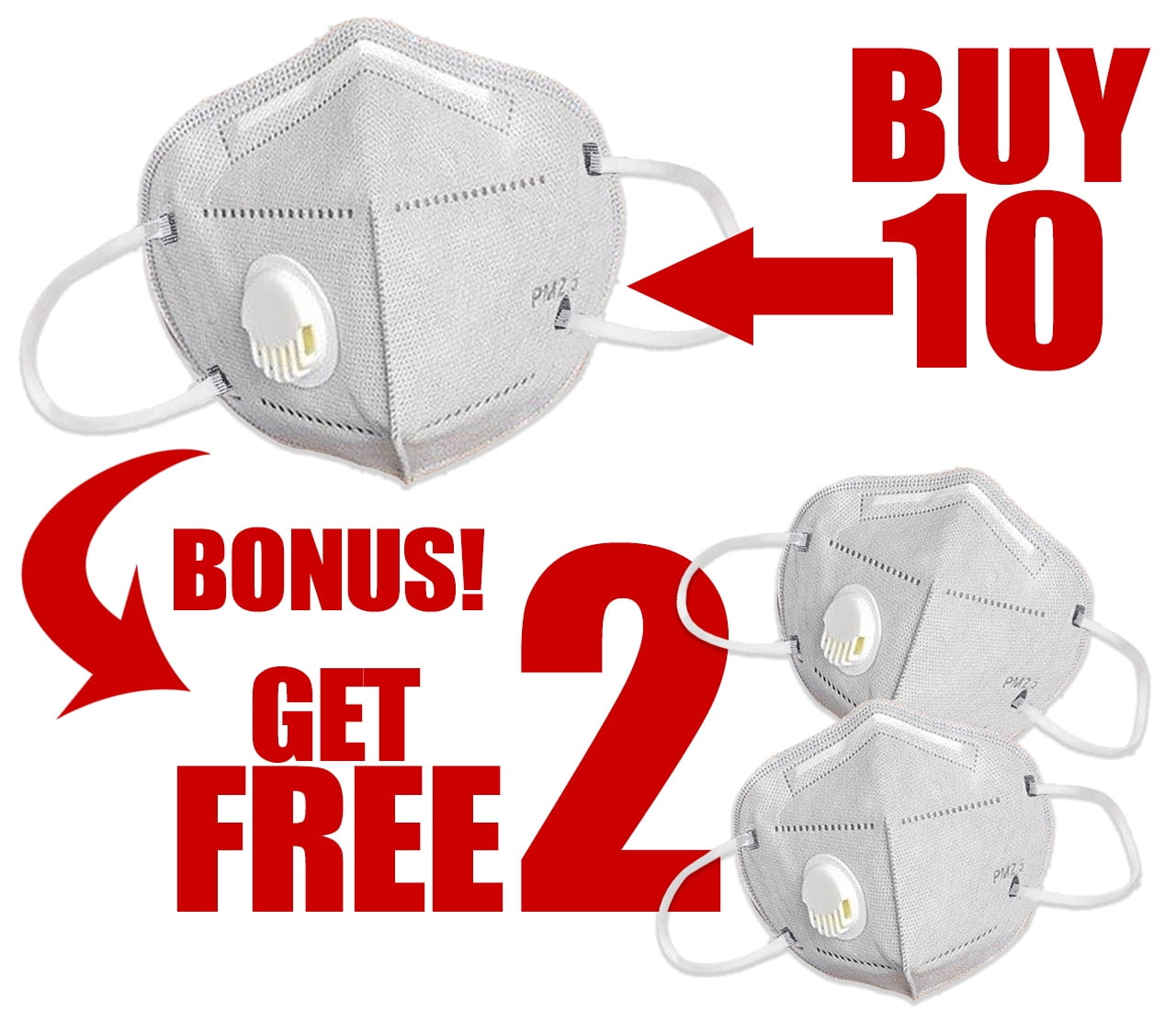 Face Mask with Exhale Vent - 10 Plus 2 Free - Walmart.com