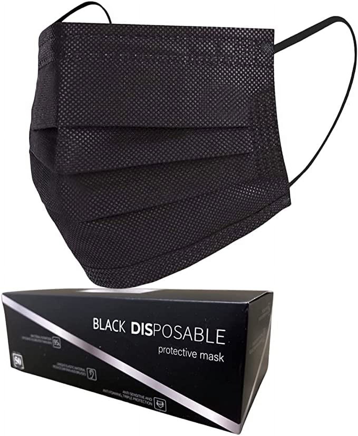 Face Masks - Pack of 50 Disposable Black Face Masks with Adjustable ...