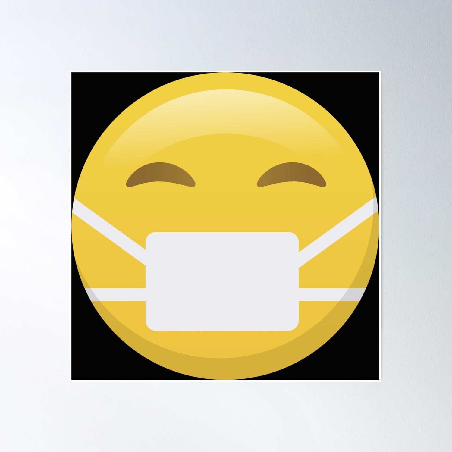 Face Medical Mask Emojis Poster Wall Art, Modern Wall Decor, 30x30 ...