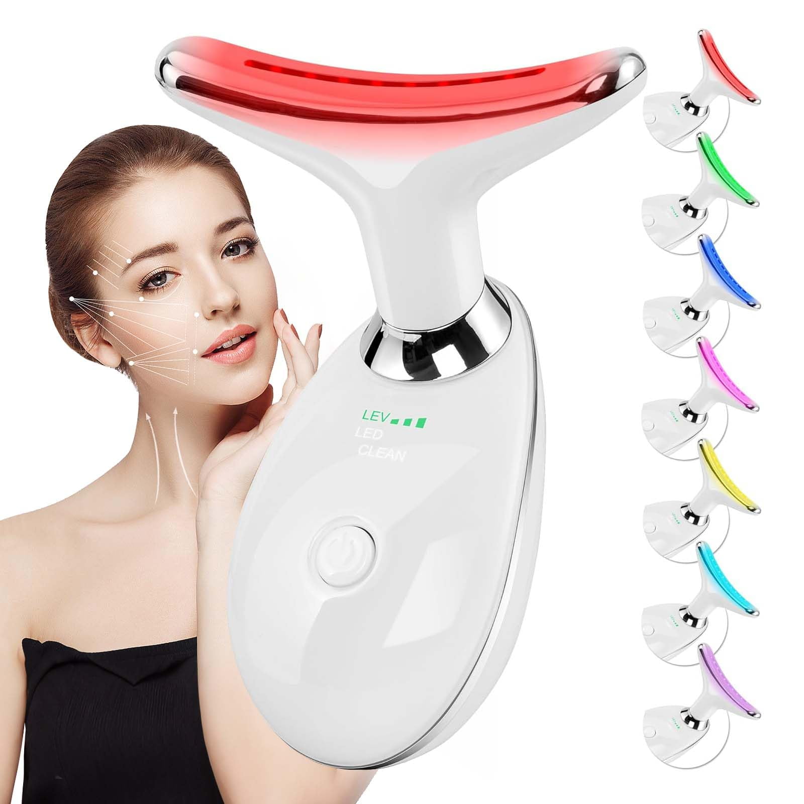 Face and Neck Massager XEF1 Tool, Lymphatic Drainage Massager，7 Colors LED Womens Skin Care ...
