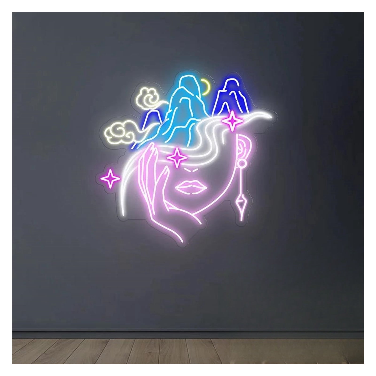 Face Neon Sign USB Powered Adjustable Brightness Handmade Neon Lights ...