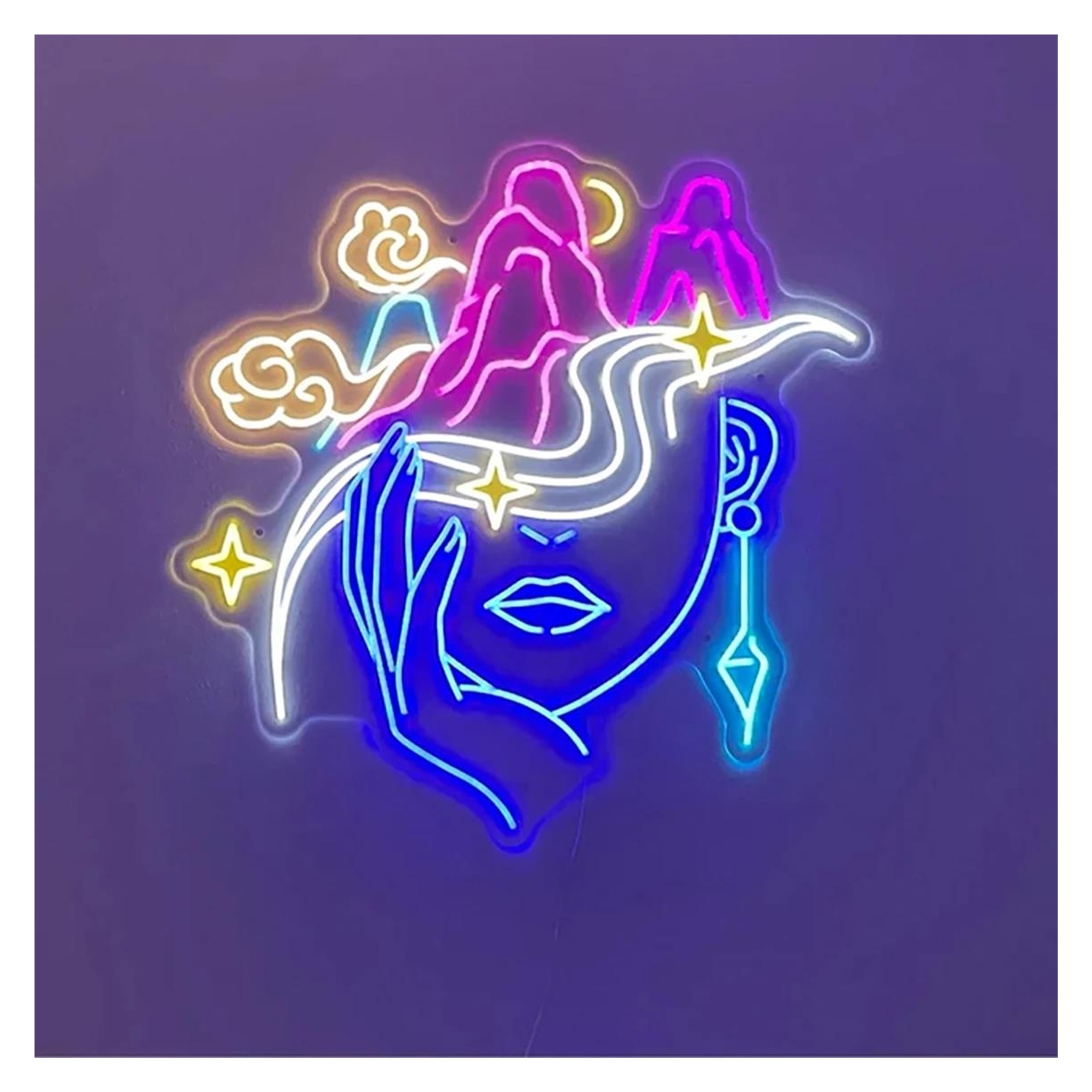 Face Neon Sign USB Powered Adjustable Brightness Handmade Neon Lights ...