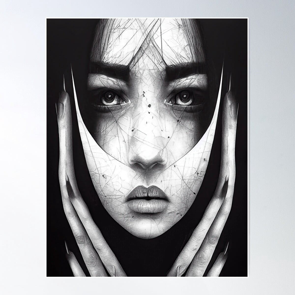 Face Of A Woman In Abstract Modern Fine Art Look. Poster Wall Art ...