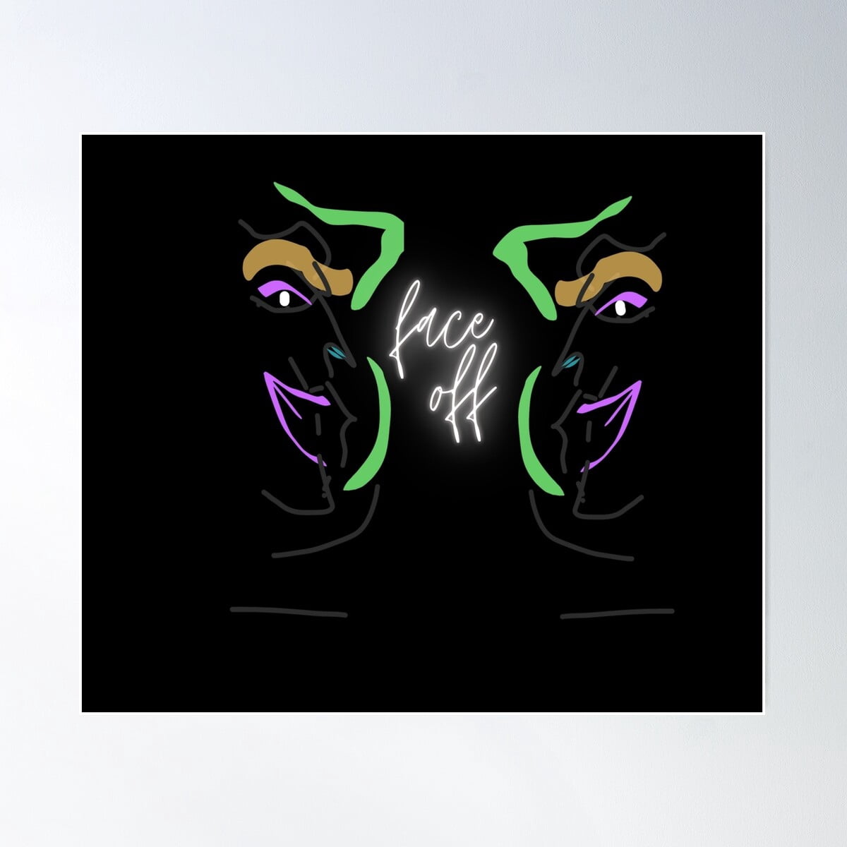 Face Off -2 Face Black Abstract Art Design With Smoke - Dancer Poster ...