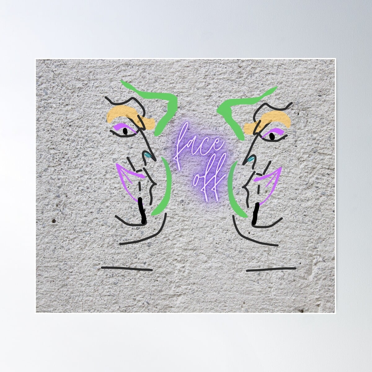 Face Off -2 Faces Grey Background Abstract Art Design- Dancers Poster ...