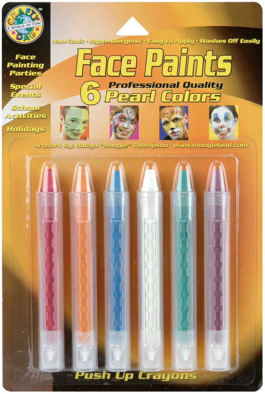 Face Paint Push-Up Crayons 6/Pkg-Pearl, Pk 3, Crafty Dab - Walmart.com