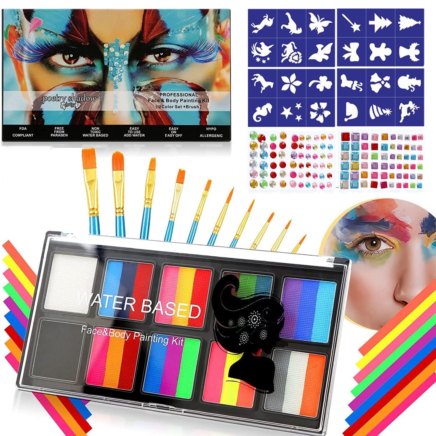 Face Painting Kit for Kids Adults, 26 Colors Water Based Body Face ...