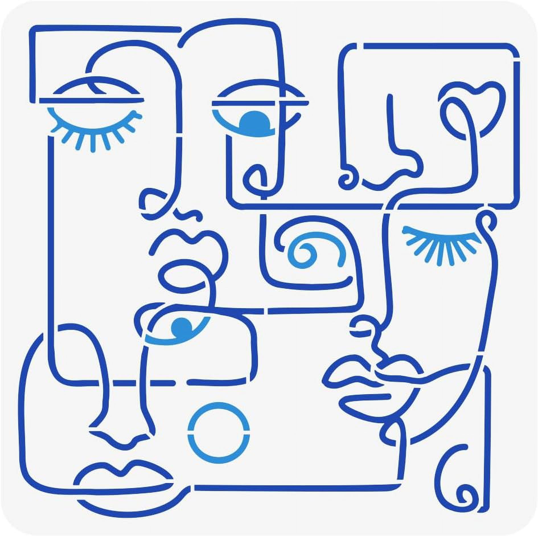 Face Pattern Stencil12x12inch Abstract Face Pattern Reusable Plastic ...