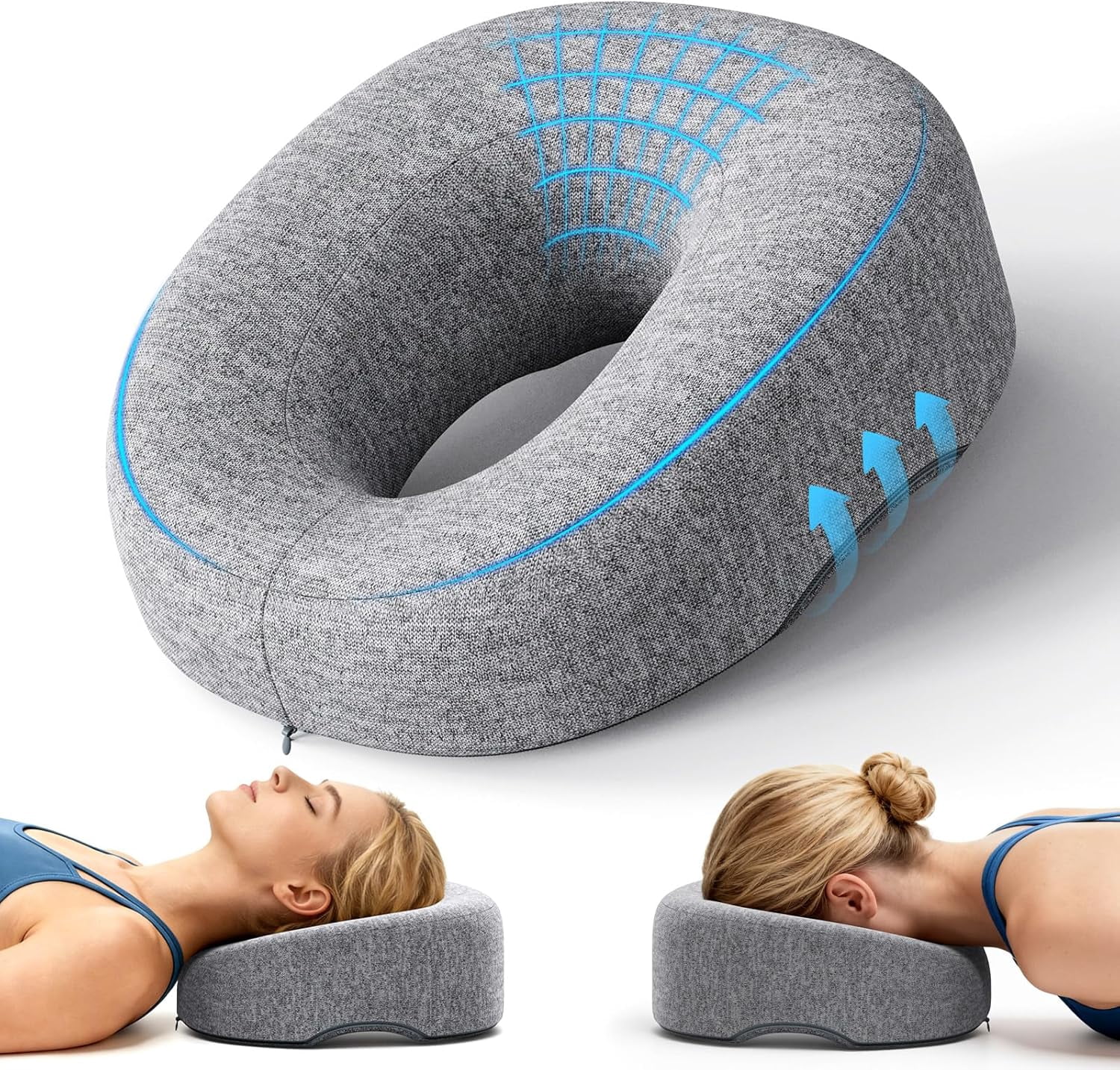 Face Down Pillow Massage Headrest for Bed, Memory Foam for Prone Down ...