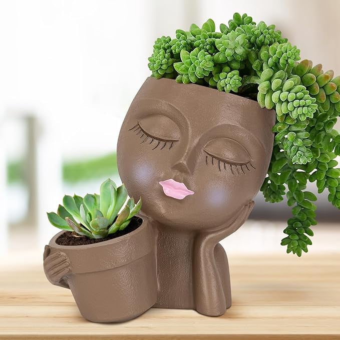 Face Planter Pot, Head Flower Pots Planters for Indoor Outdoor Plants ...