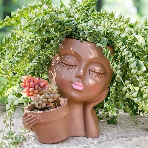 Face Planter Pots Head Planters for Indoor Outdoor Plants - Double ...