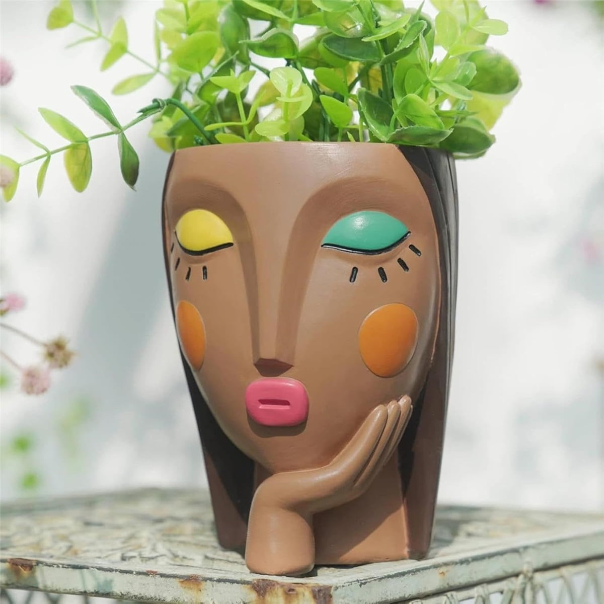 Face Planter Pots Head, Planters for Indoor - Succulent Flower Resin ...