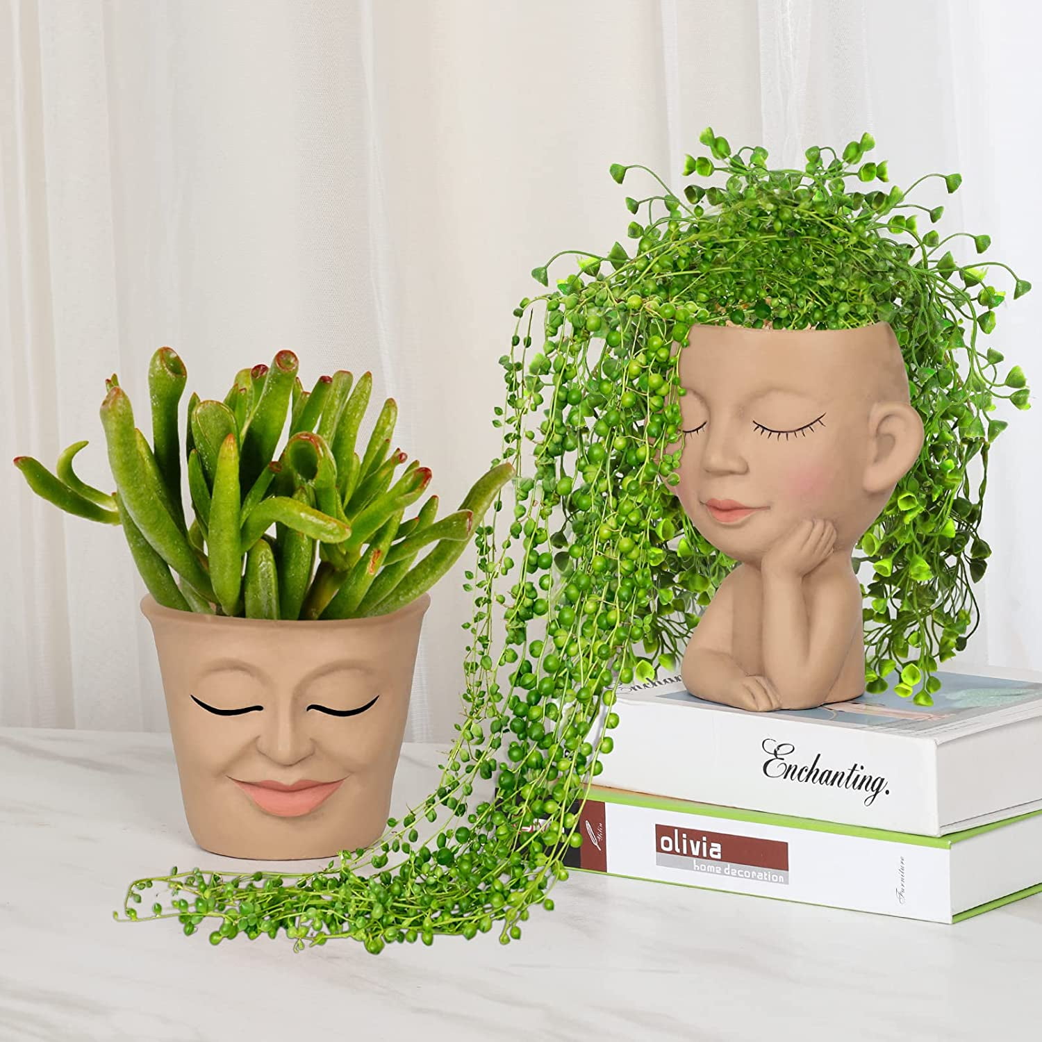 Face Planters Head Planters 2-piece set Cute Planters Succulent ...