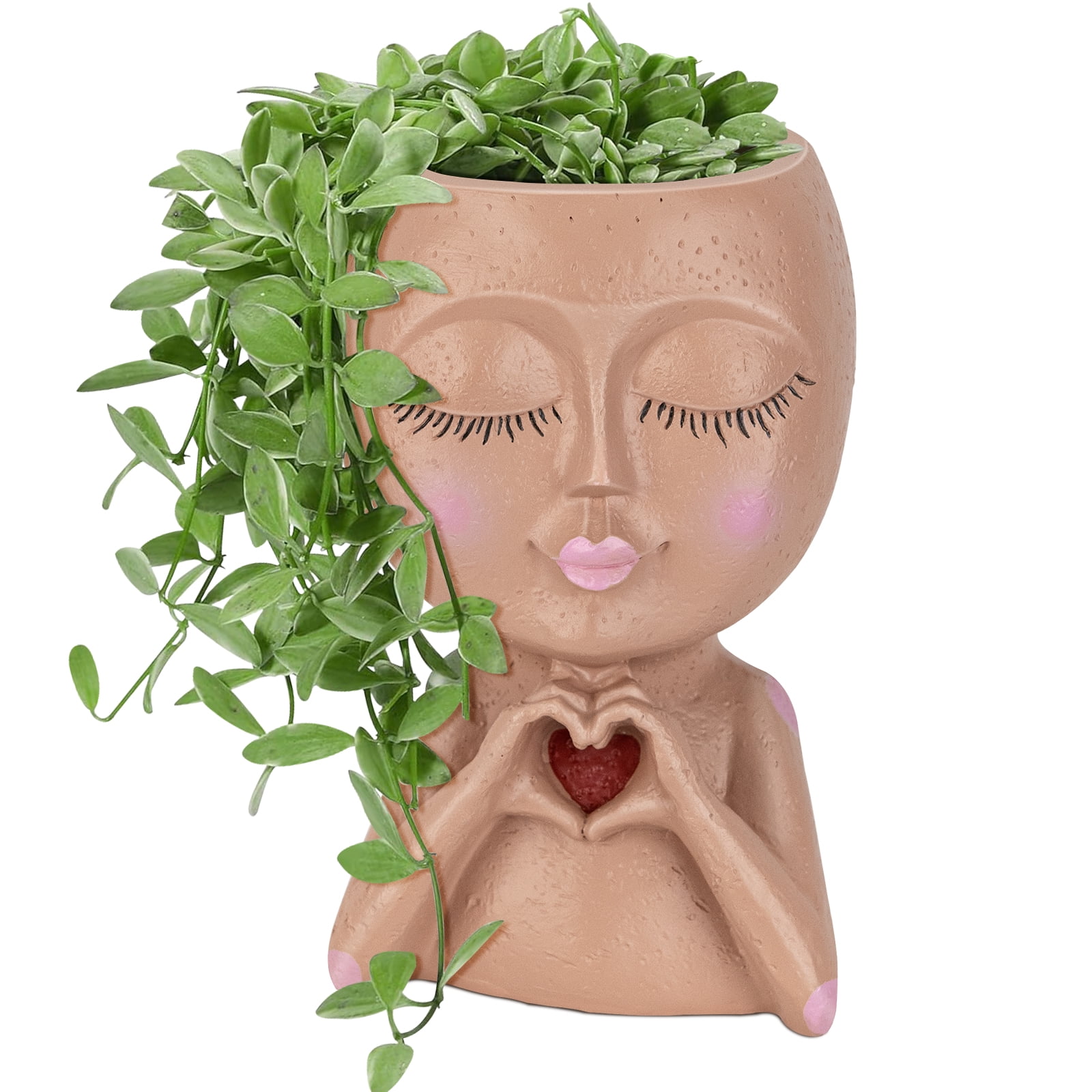 Face Planters Pots,Cute Lady Face Flower Pot Head Planter for Indoor ...
