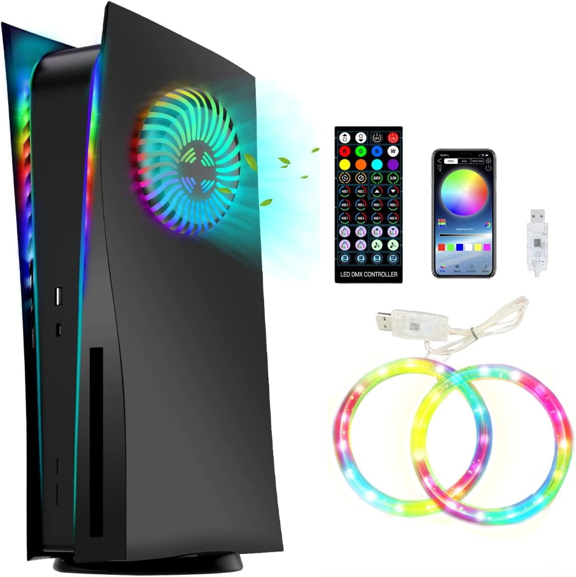 Face Plates for PS5 Console with RGB LED Light Strip, Replacement Shell ...