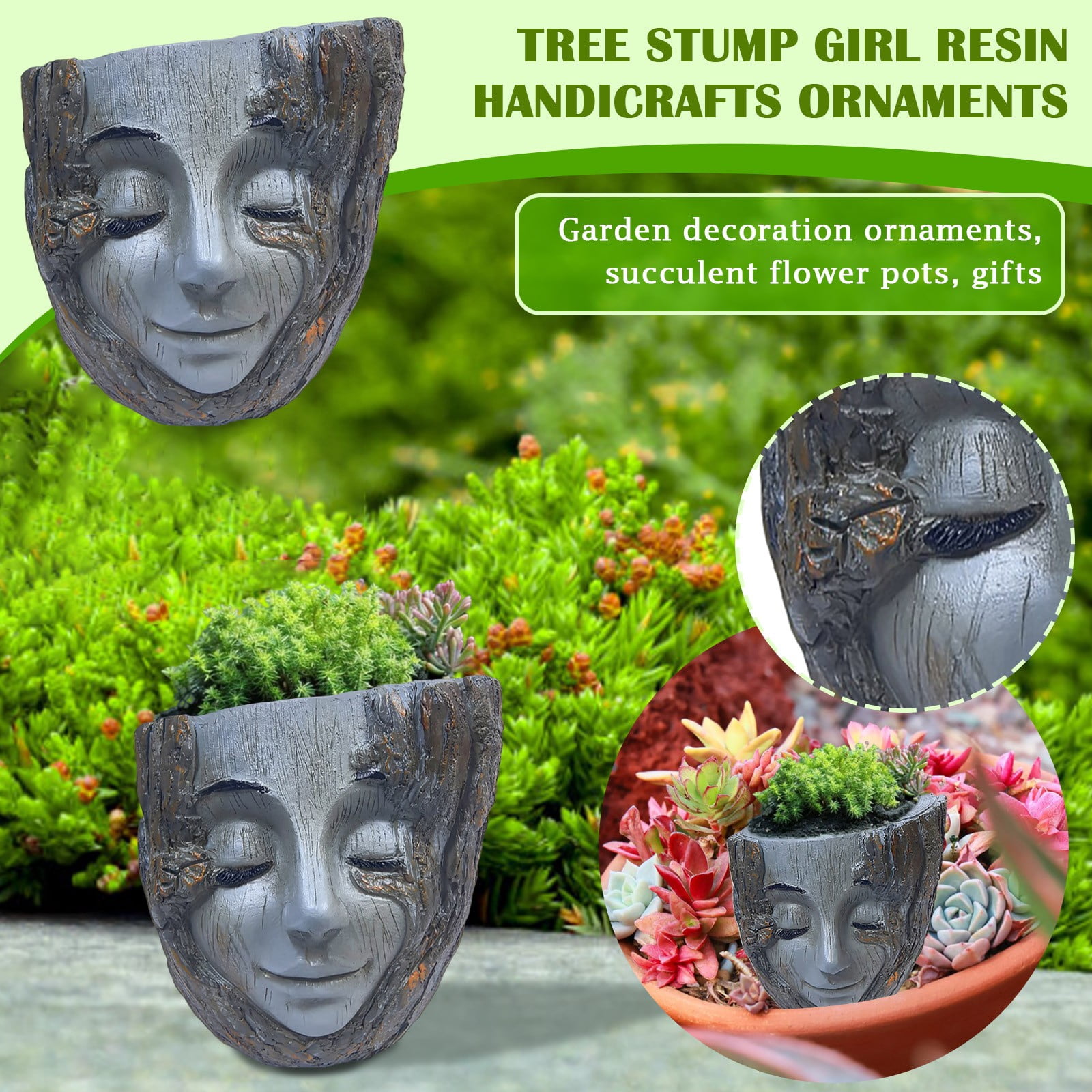 Face Pots, Head Planter Pots, Succulent Planter, Resin Cute Vase ...