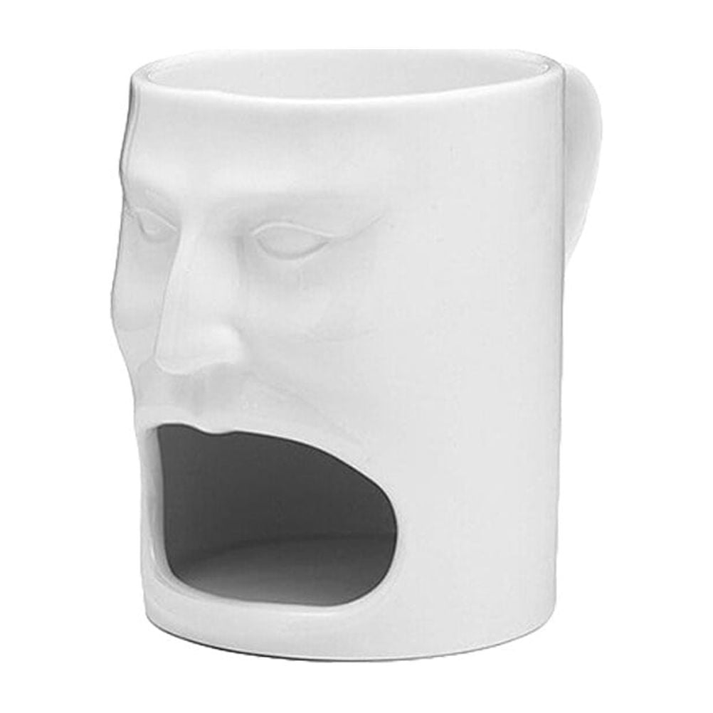 Face Shape Ceramic Mug Coffee Mugs Tea with Bag Holder White - Walmart.com