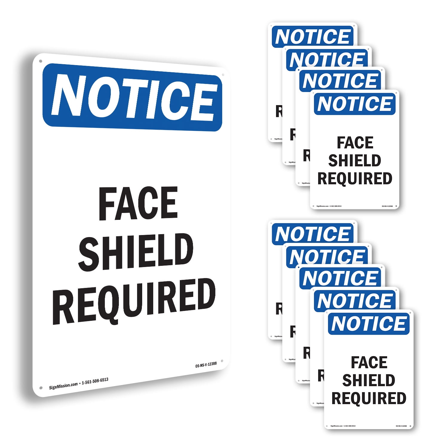 Face Shield Required OSHA Notice Rigid Plastic Sign 10 Inch x 7 Inch ...
