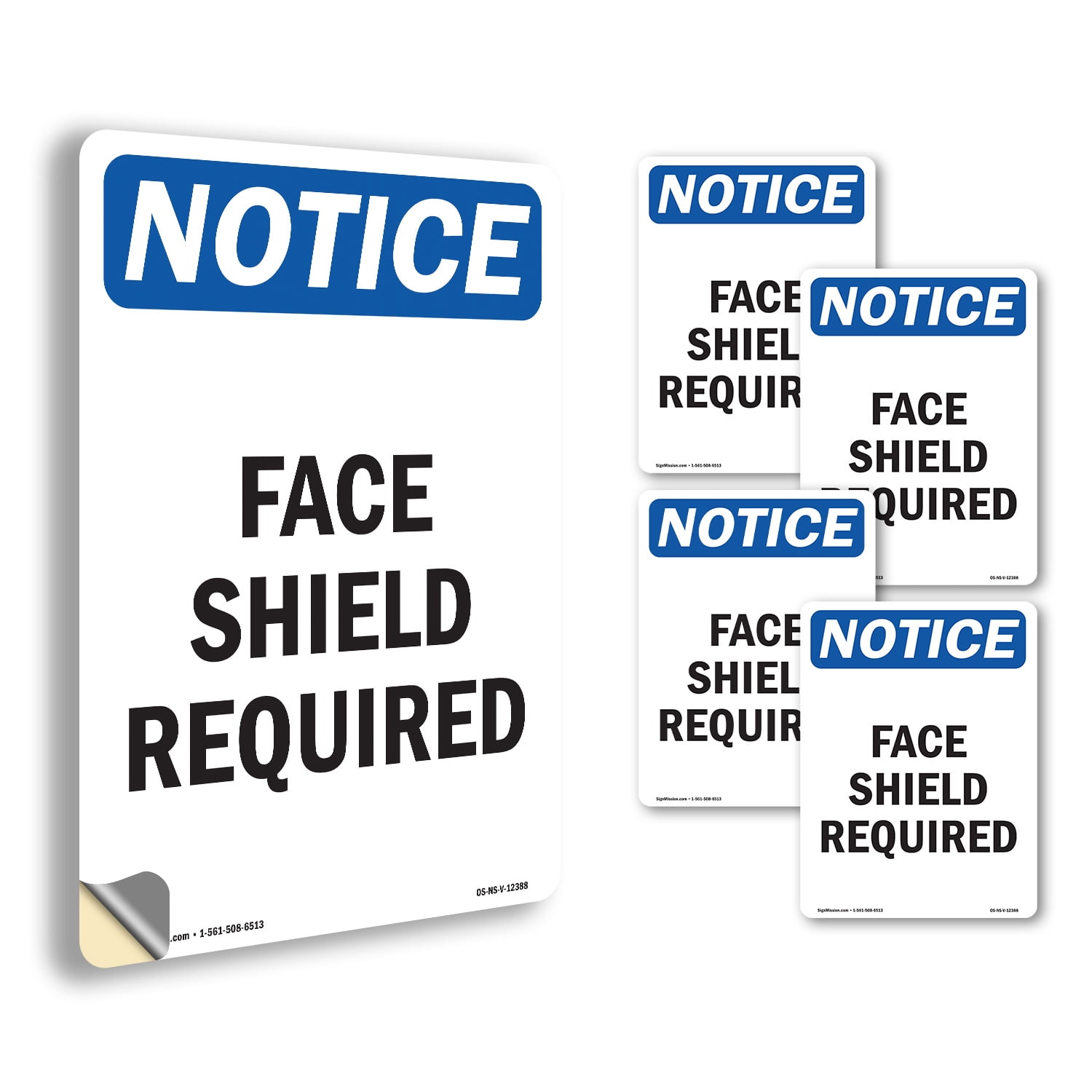 Face Shield Required OSHA Notice Vinyl Decal Label 10 Inch x 7 Inch - 5 ...