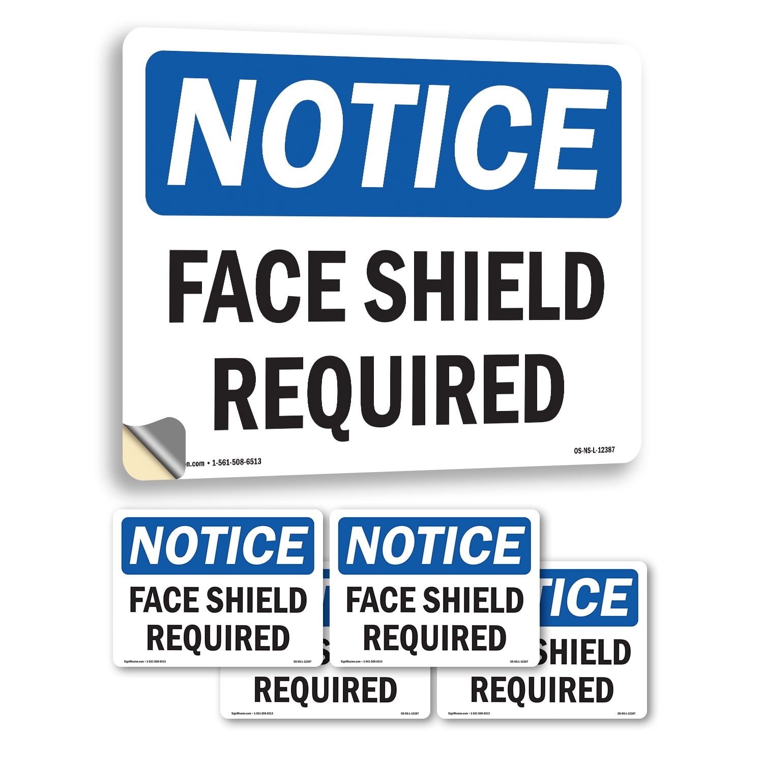 Face Shield Required OSHA Notice Vinyl Decal Label 18 Inch x 12 Inch ...
