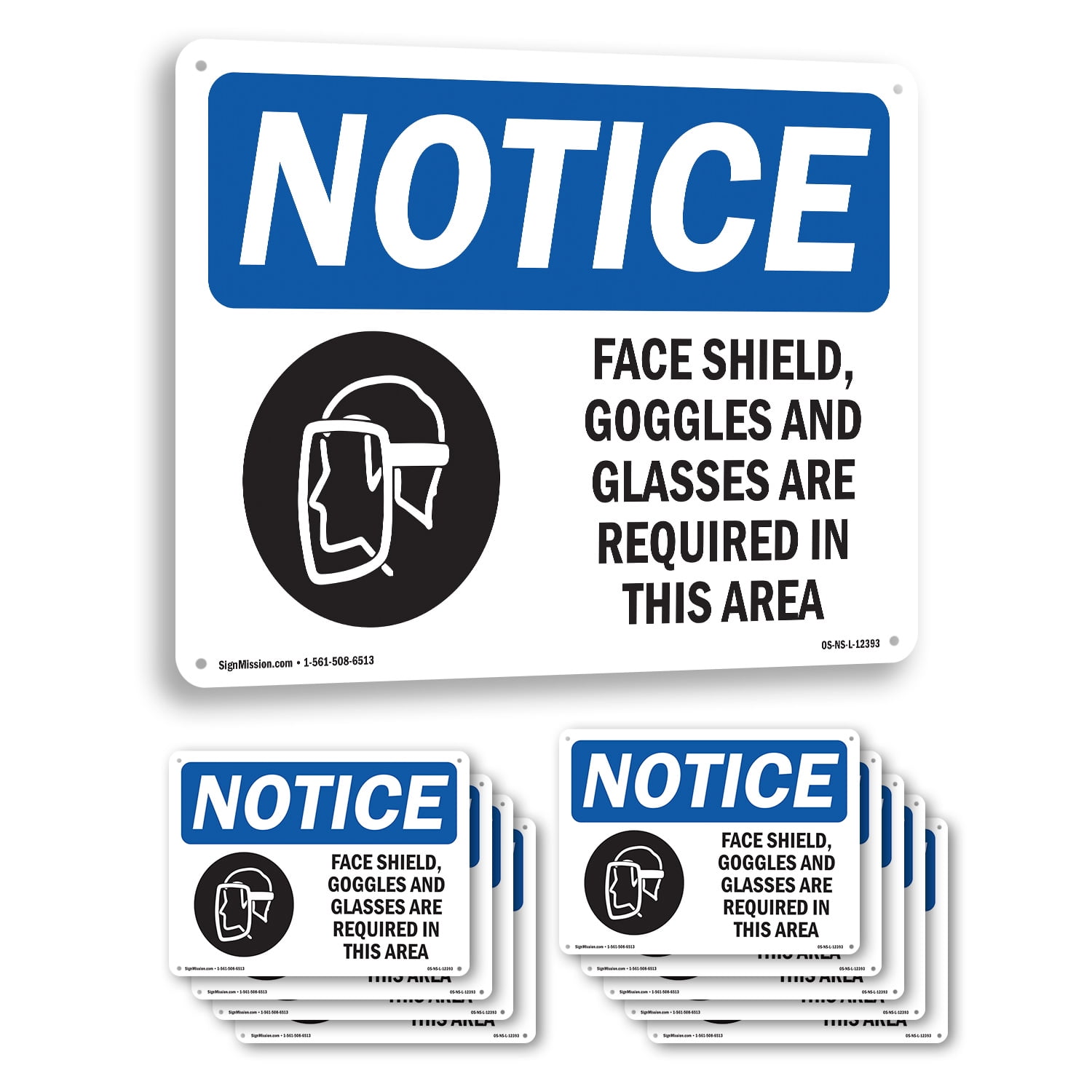 Face Shields Goggles And Glasses OSHA Notice Rigid Plastic Sign 24 Inch ...