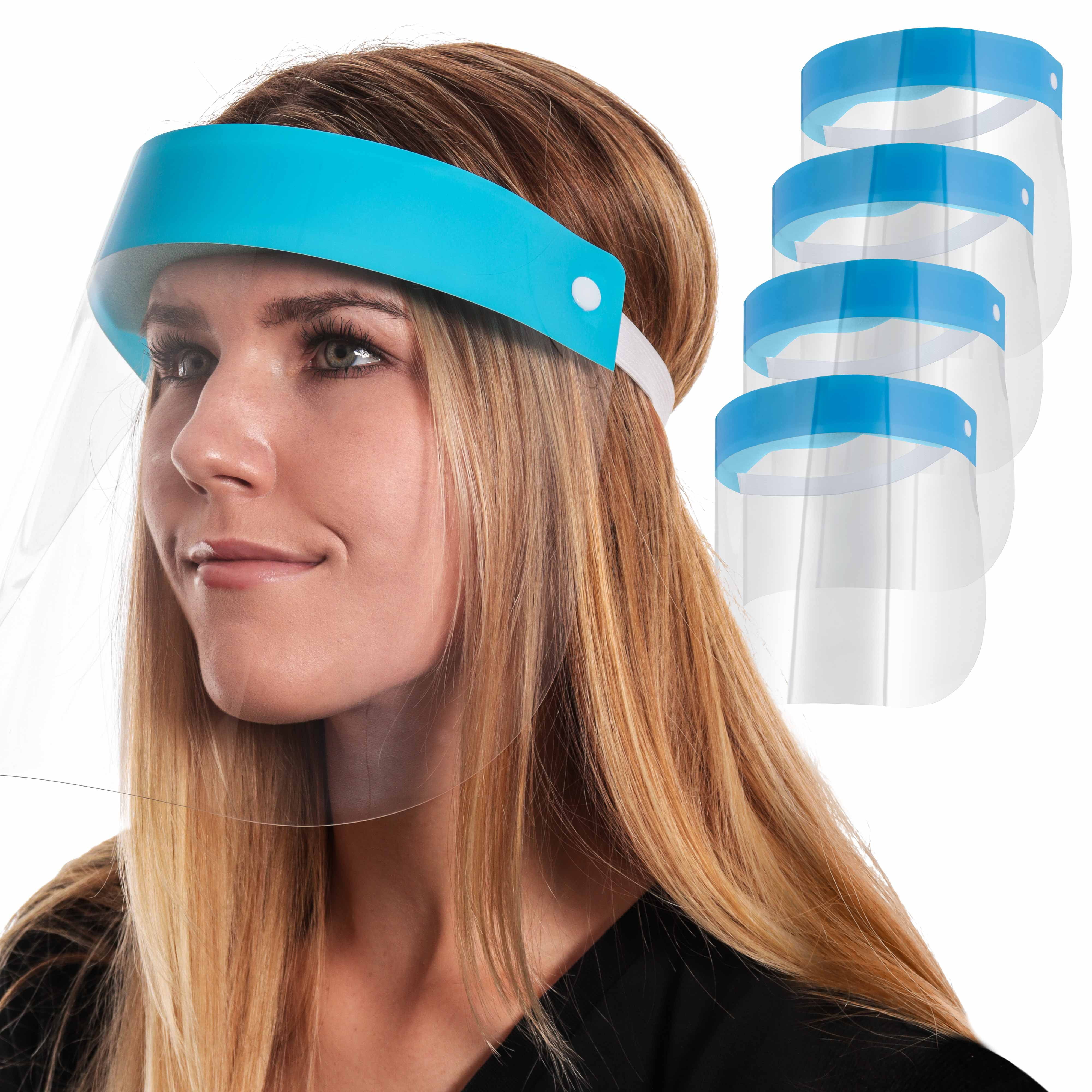 Face Shields (Pack of 4) - Ultra Clear Protective Full Face Shields to ...