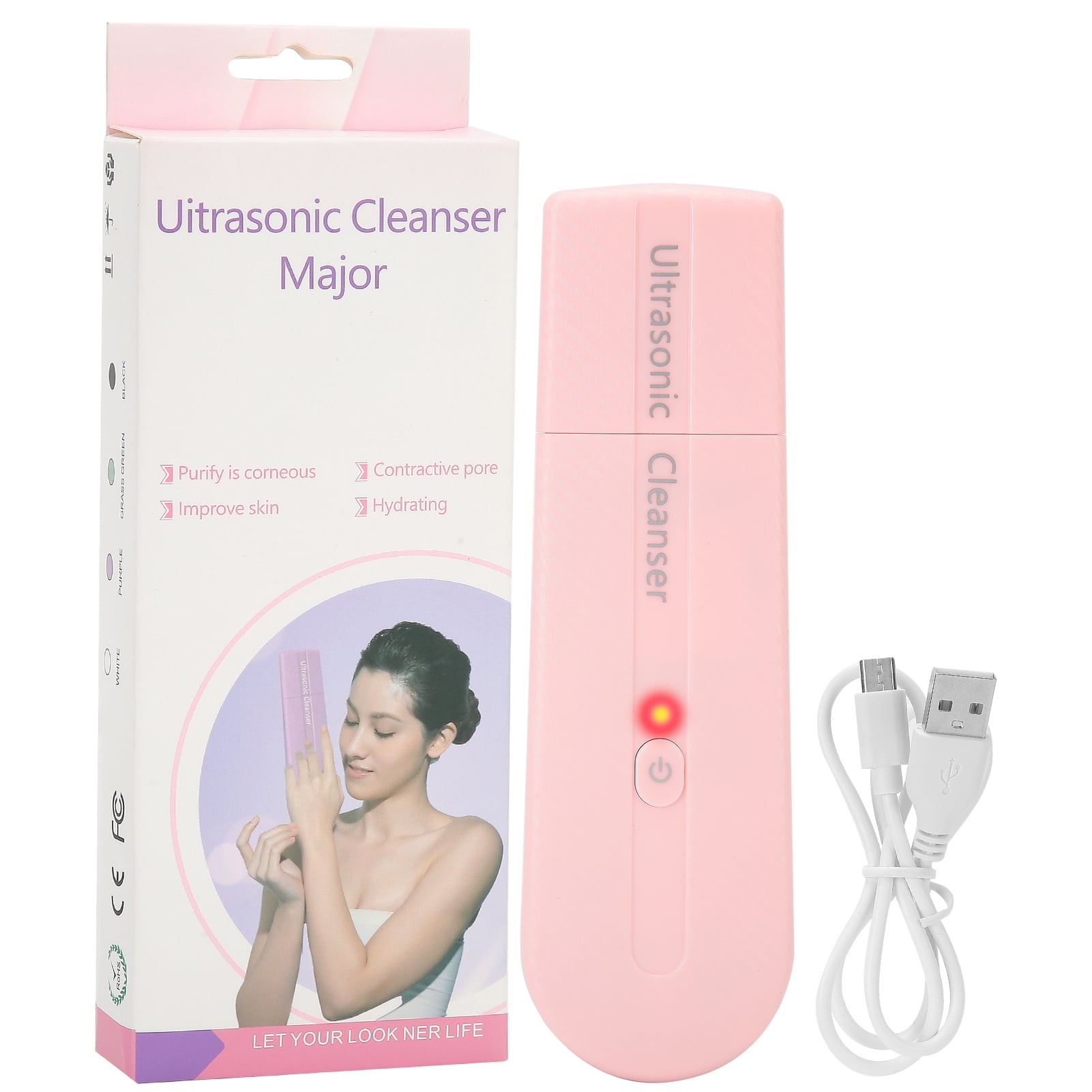 Face Skin Scrubber Pore Cleaning Peeling Machine Ultrasonic Exfoliating ...