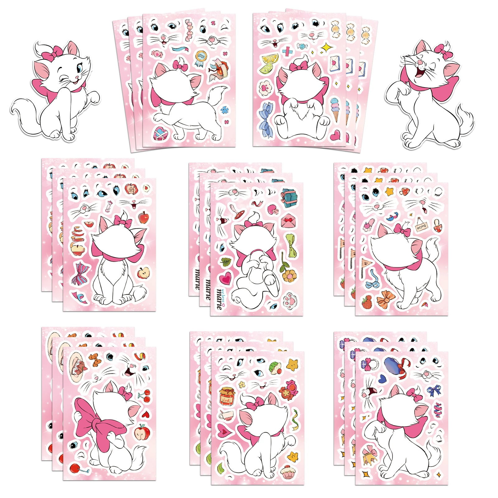 Face Stickers 24 Sheets –Miss Noble Cat 8 unique cartoon kids stickers ...