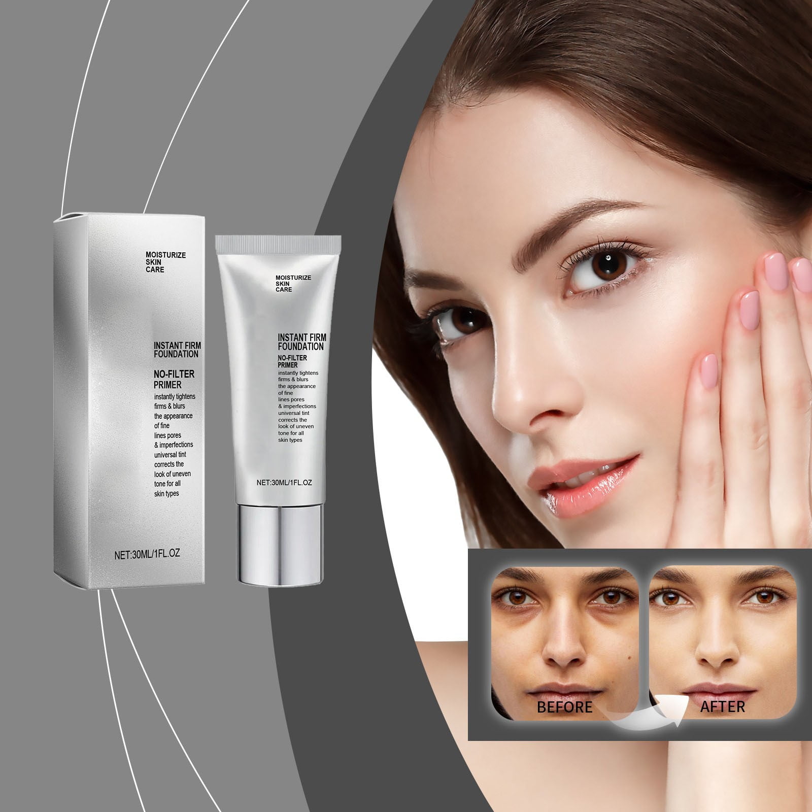 Face Tightener No-Filter Primer Moisturizing Concealer Liquid Lasting ...