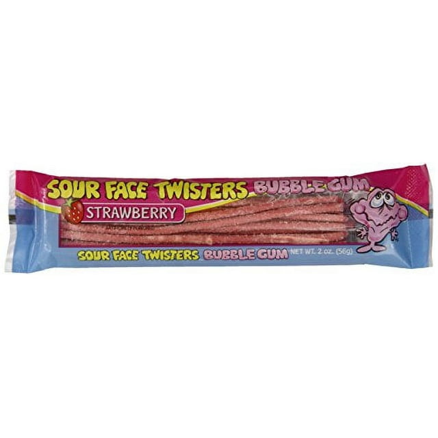 Face Twisters Kids Strawberry Sour Bubble Gum Candy 2 oz. Tray ...