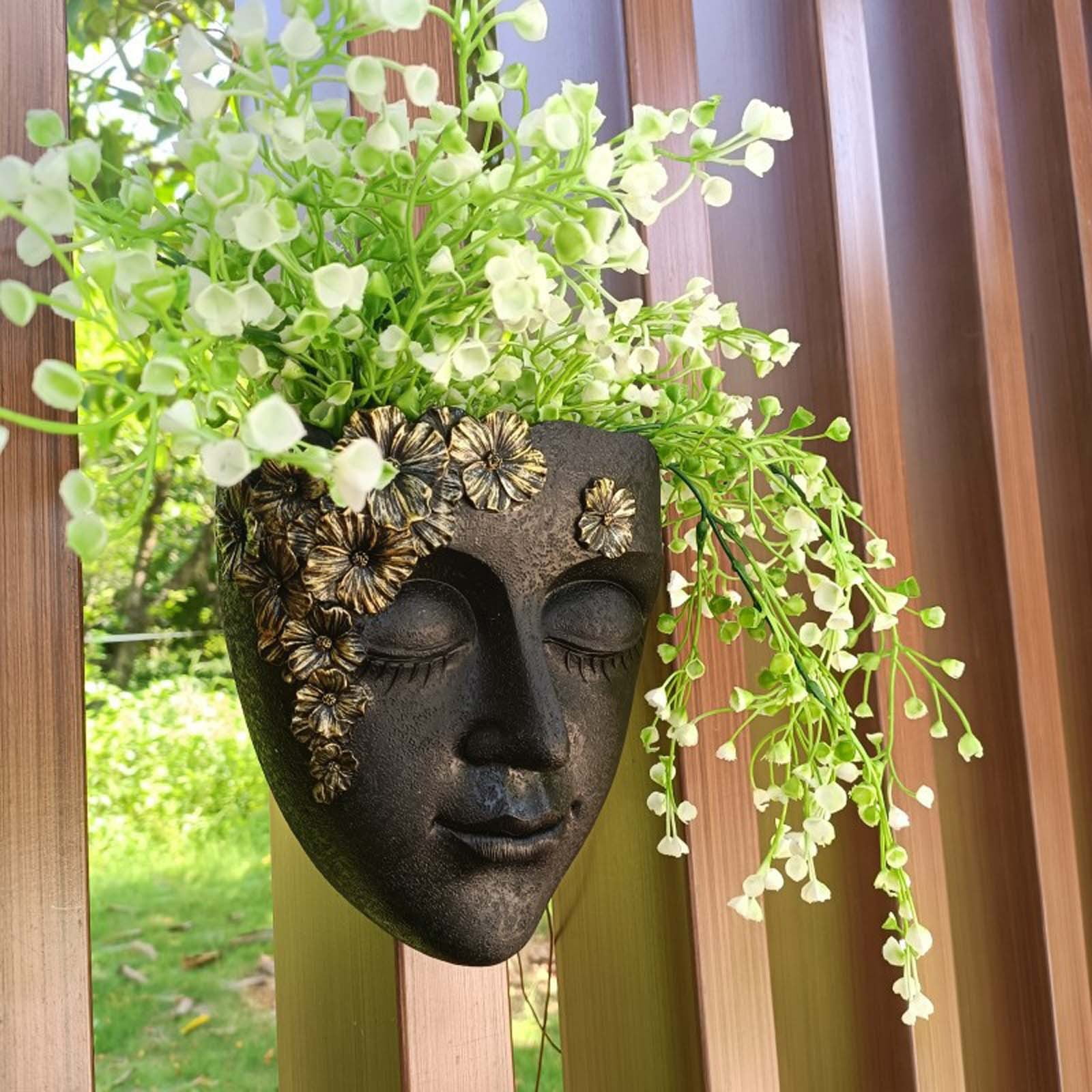 Face Wall Planter,Face Vase,Resin Face Wall Planter Wall Vase,Modern ...