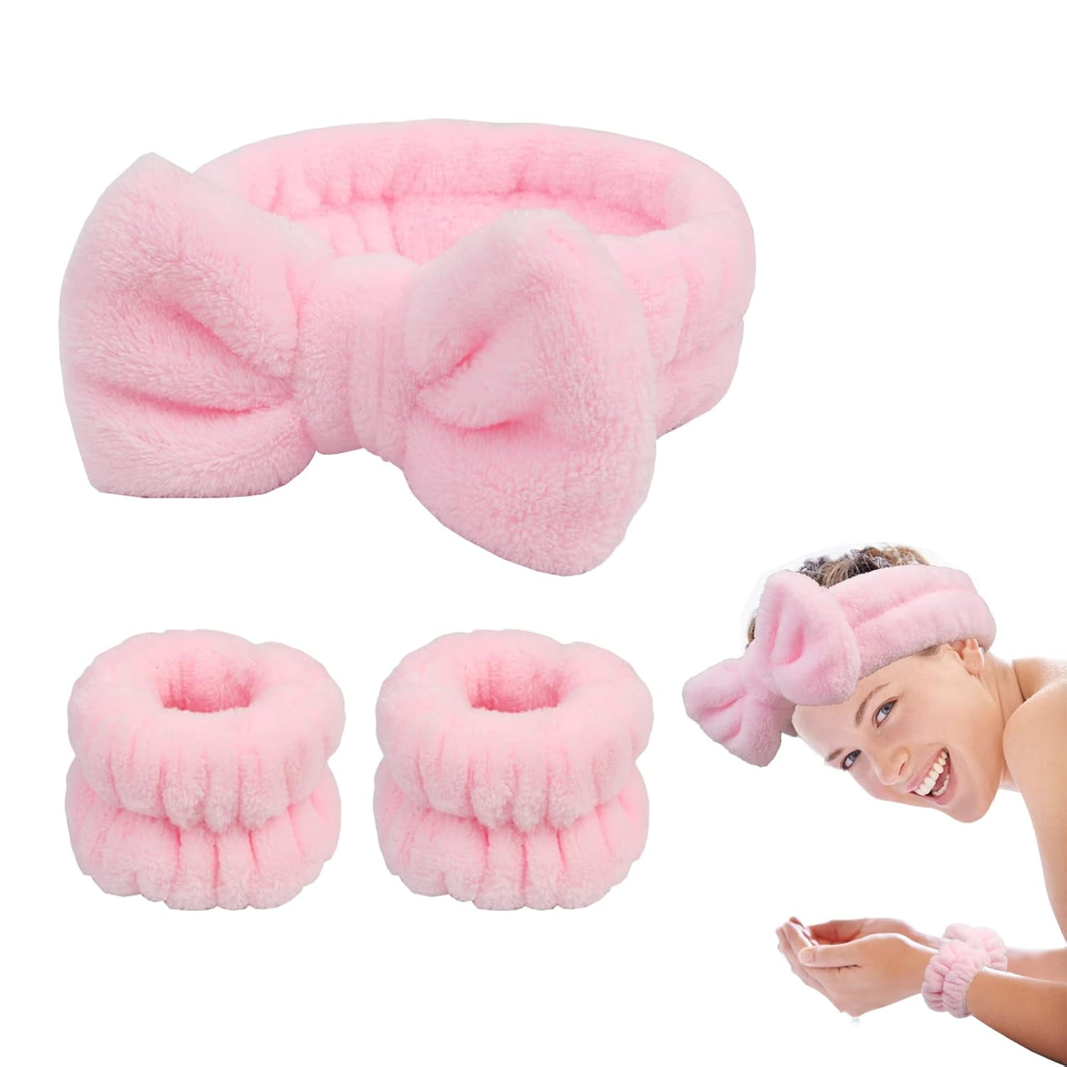 Face Wash Headband 3 Pack Head and Wrist Bands for Washing Face Spa ...