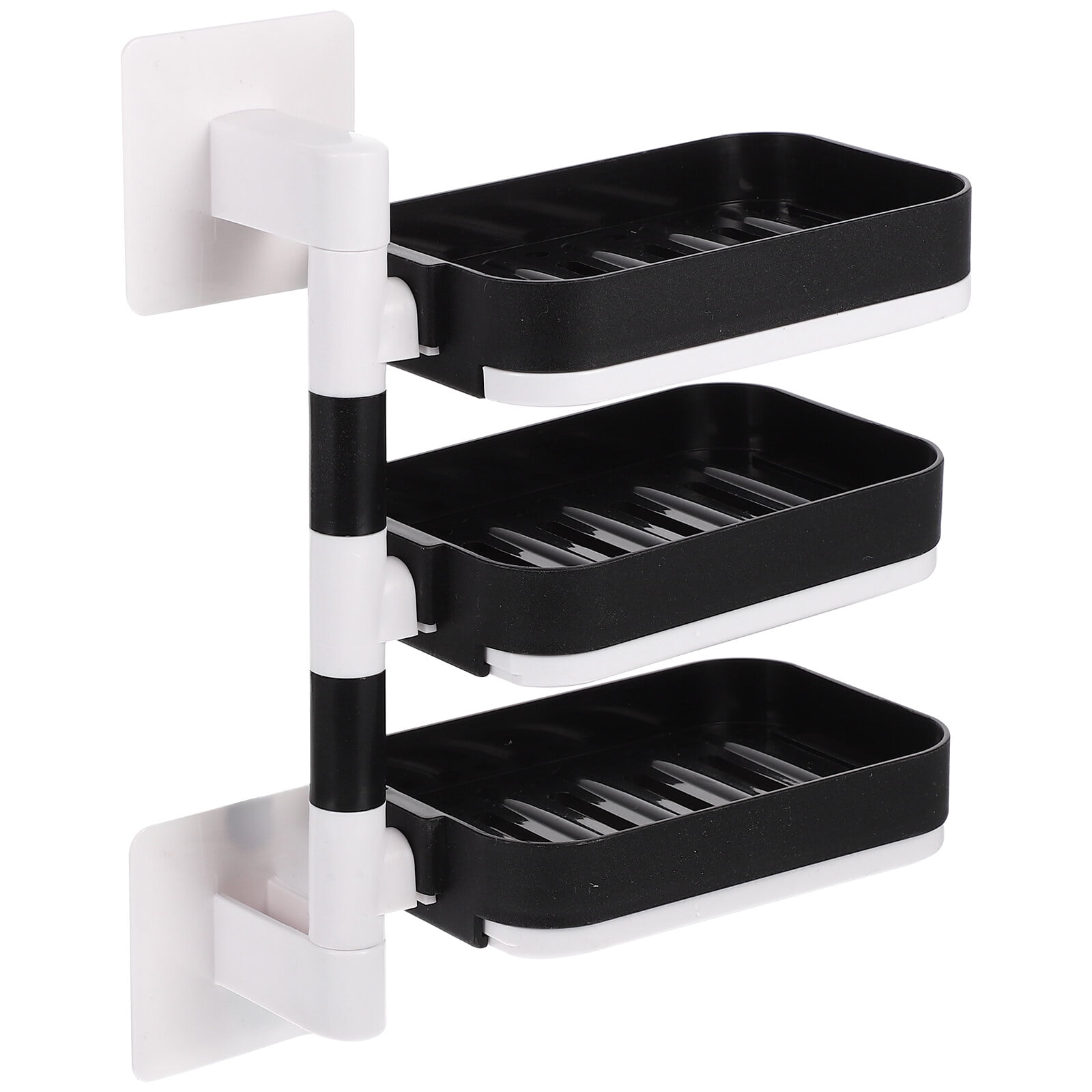 Black Adhesive Soap Holder with 3 Layers Wall Mounted for Bathroom ...