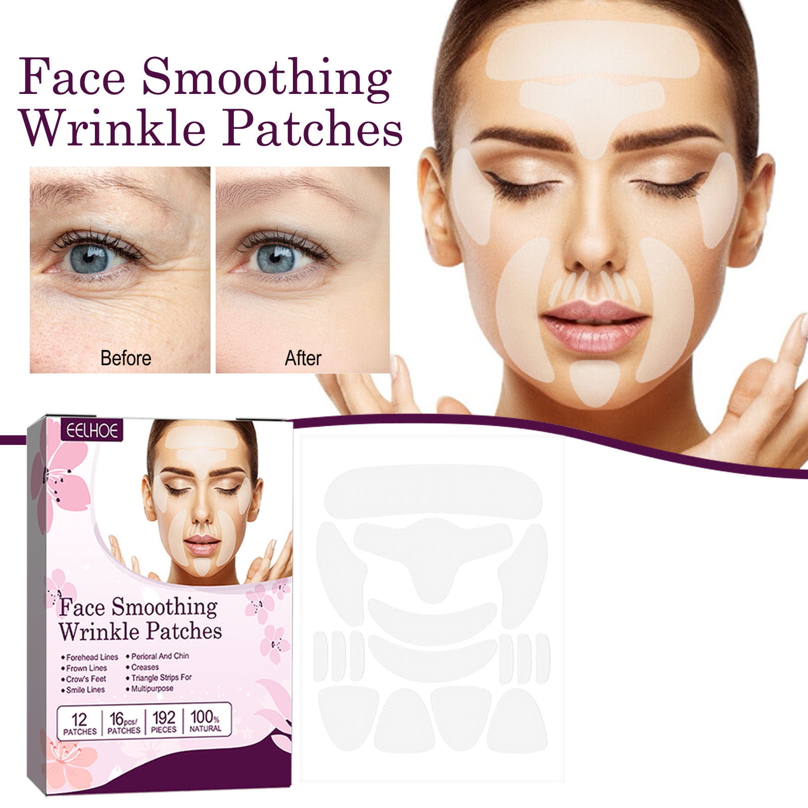Face Wrinkle Patches Instant Remover Strips for Eye,Mouth Forehead Non ...
