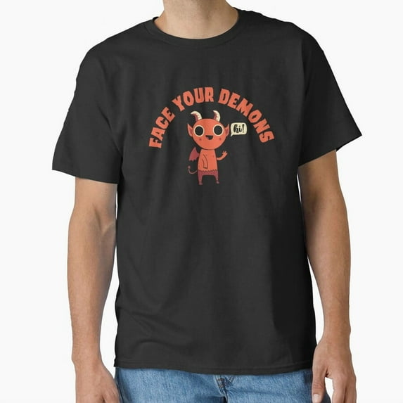 Face Your Demons Retro Motivational Aesthetic Graphic H23653 T-Shirt ...