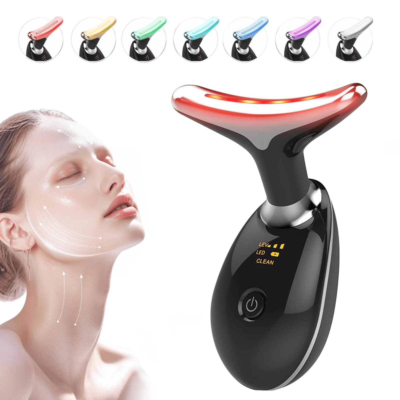 Docreld Face and Neck Massager,Red Light Therapy for Face,7 Color LED ...