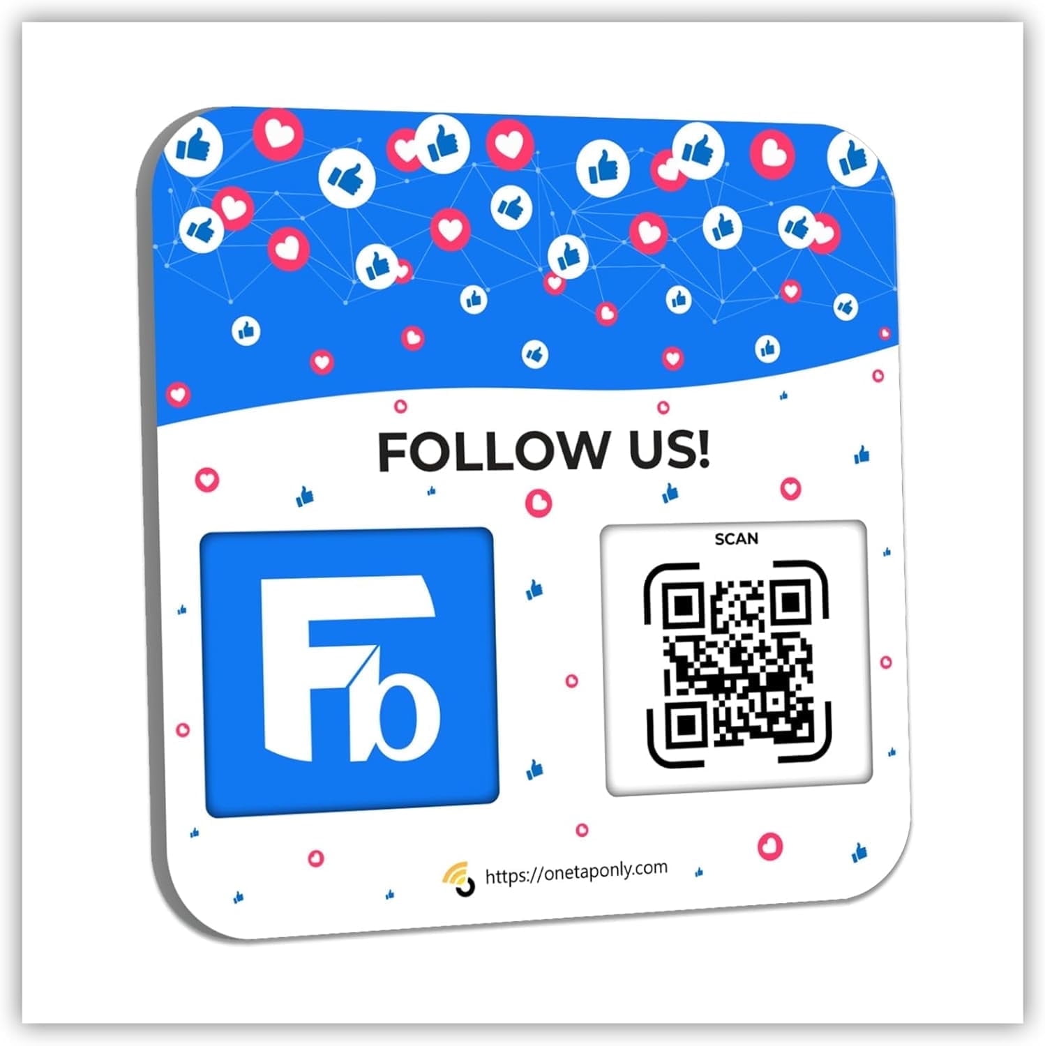 One Tap Only Facebook QR Code Name Plate – 1 Pack, Adhesive for ...
