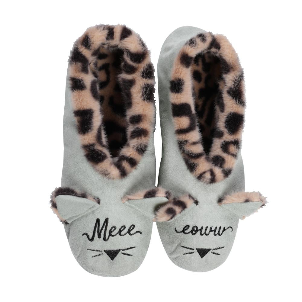 Faceplant Dreams Footsies Slippers Aqua Cat Meow Motif Medium - Walmart.com