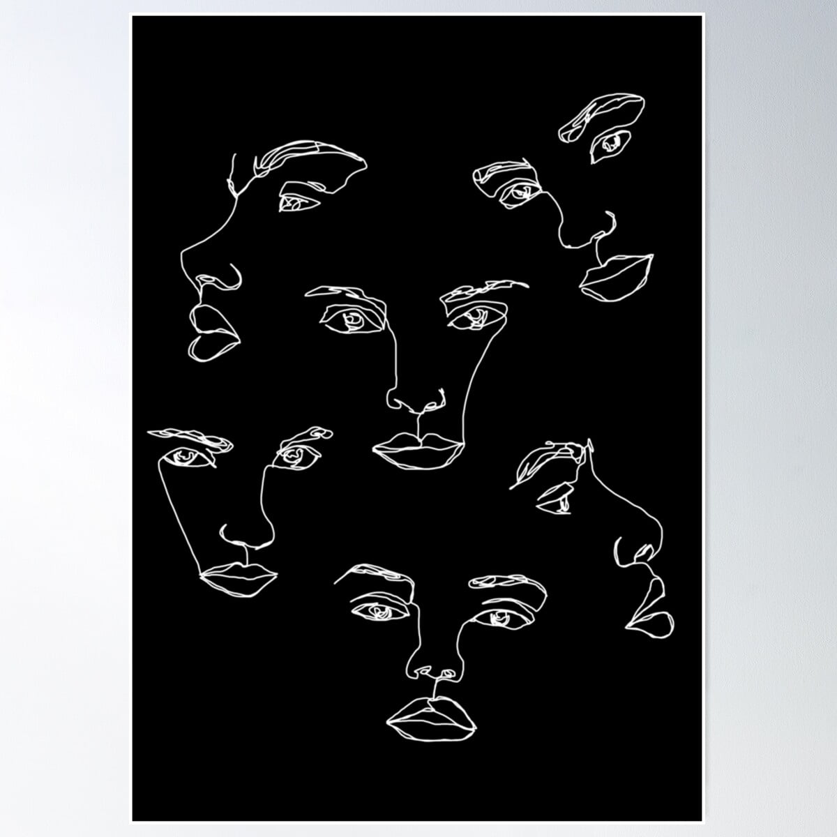 Faces Line Drawing Illustration - Cyra Black Poster Wall Art, Modern ...