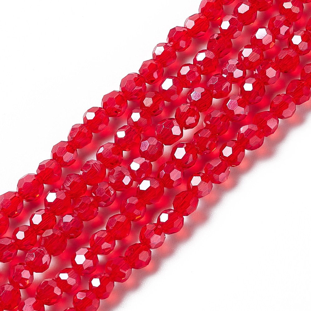 Faceted(32 Facets) Electroplate Glass Bead Strands Pearl Luster Plated ...
