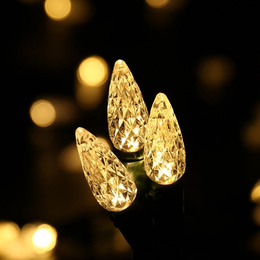 Faceted C5 LED Christmas Lights, 70 LED 17.25ft Mini String Lights ...