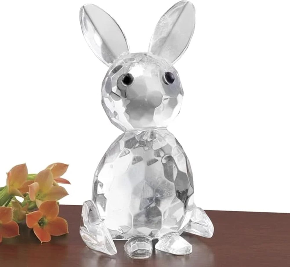 Faceted Crystal Bunny Figurine, Sparkling Cut Glass Rabbit Ornament ...