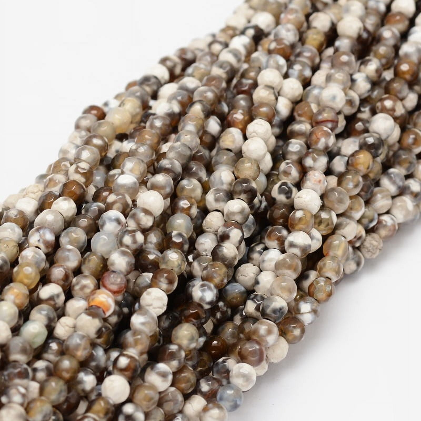 Faceted Natural Agate Round Beads Strands Dyed Camel 4mm Hole: 1mm ...