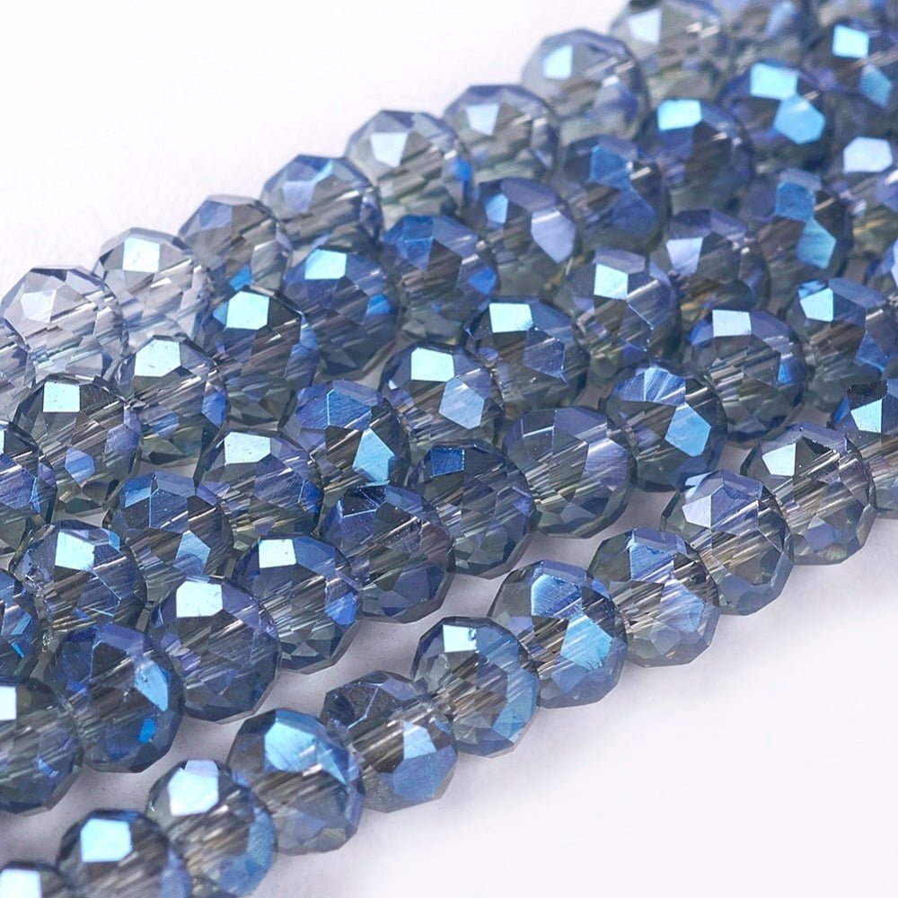 Faceted Rondelle Electroplate Glass Beads Strands Blue 3x2mm Hole: 1mm ...