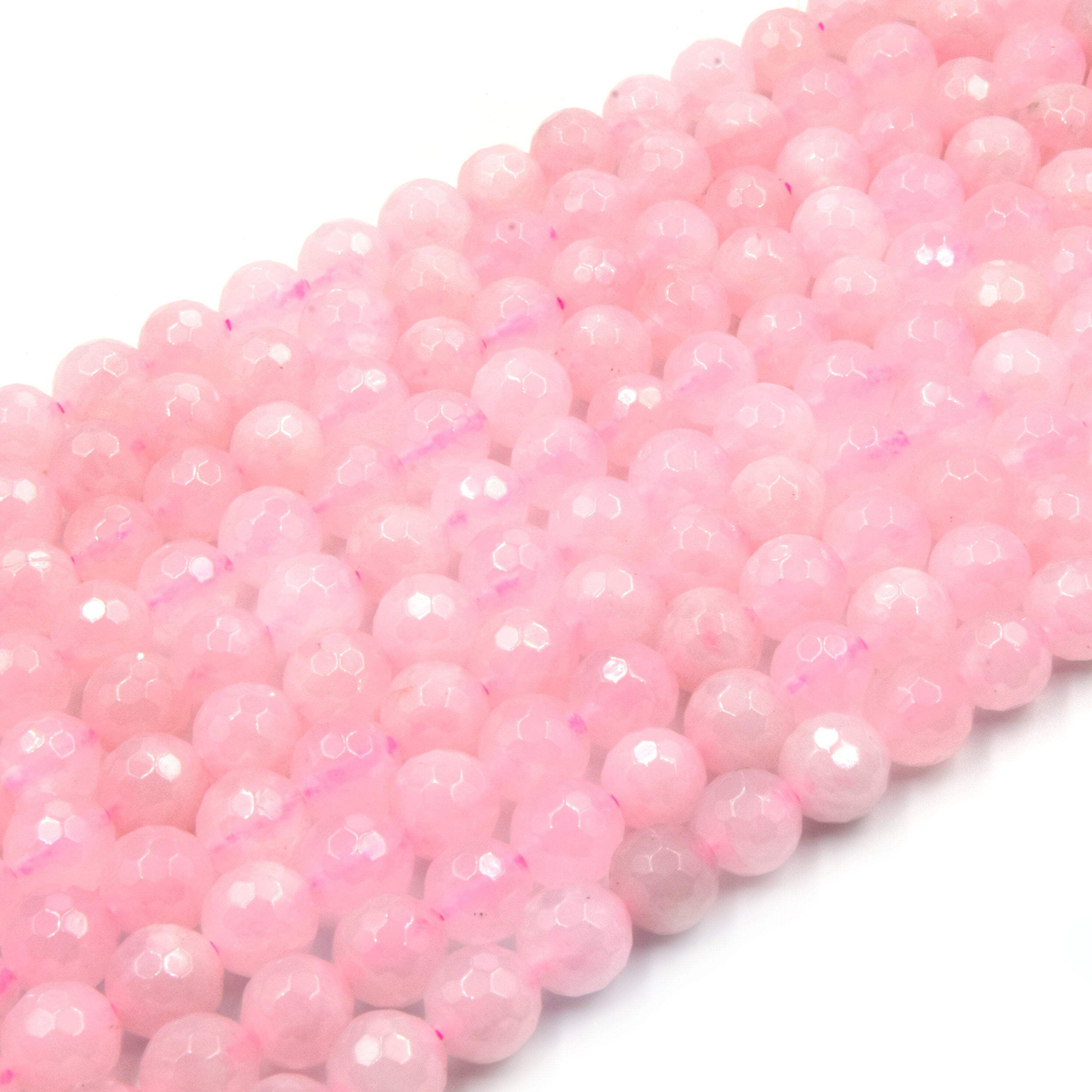 Faceted Rose Quartz Bead | Pink Round Faceted Finish Gemstone Beads ...
