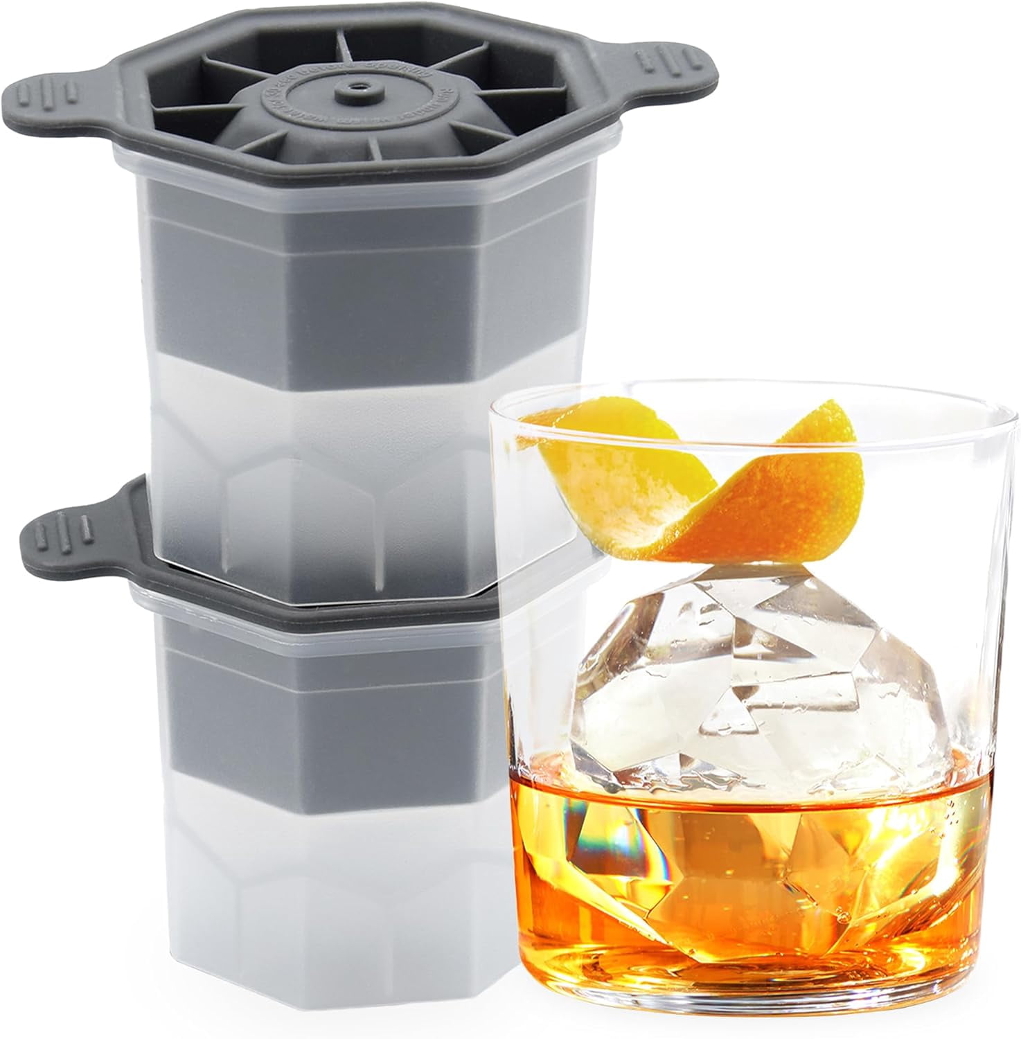 Faceted Sphere Ice Mold 2 Pack Food Grade Stackable Slow Melting DIY ...