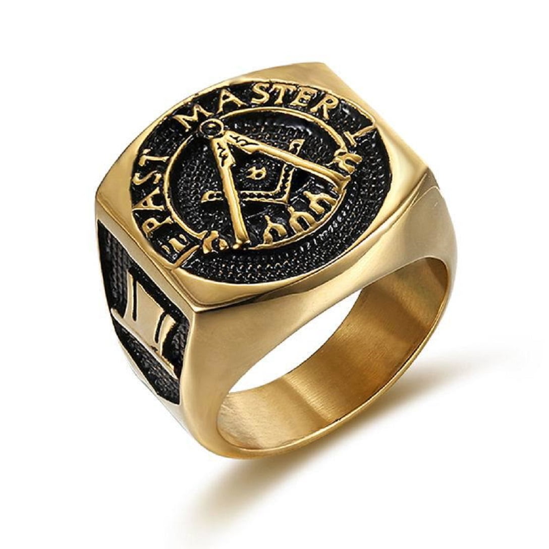 Fachoice Gold Masonic Master Mason Signet Ring for Men Vintage ...